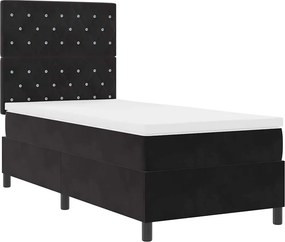 Postel s boxspringem s matrací s čelo Černý 90 x 190 cm samet 3339736
