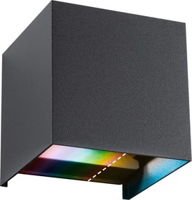 P 94847 Domovní LED venkovní nástěnné svítidlo Smart Home Zigbee Cybo IP44 hranaté 100x100mm RGBW 2x2,5W 230V antracit hliník - PAULMANN