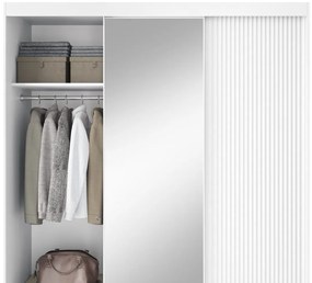Bílá šatní skříň se zrcadlem a posuvnými dveřmi Biancco - 180 cm