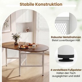 Costway Skládací jídelní stůl pro 6-8 osob Prostorově úsporný Oválný Natural