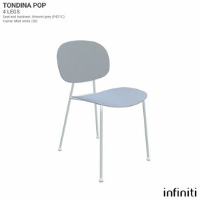 Židle Tondina Pop Barva kovové konstrukce: Matt white 30, Barva sedáku a opěradla z recyklovaného plastu: Almond grey IP421C