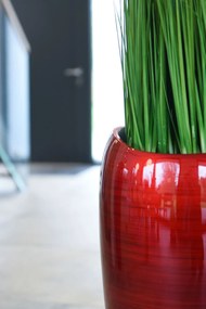 Květináč DELUXE, sklolaminát, výška 81 cm, červeno-černý lesk