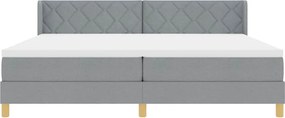 Postel s boxspringem s čelo Světle šedá 200 x 200 cm textil 3341377