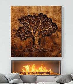 Obraz na plátně - Strom života Werdy, dřevo styl FeelHappy.cz Velikost obrazu: 80 x 80 cm