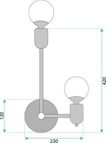 Toolight Toolight, nástěnné svítidlo 40cm, 2xE27, APP1707-2W, černá-zlatá, OSW-03626
