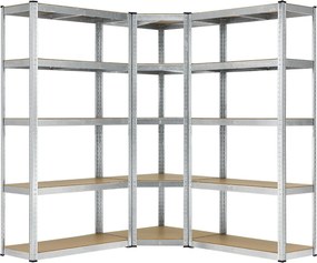 Juskys Sada tří kovových regálů Corner a Basic Barva: stříbrná