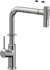 Invena Farsala, vysoká dřezová baterie s 2-funkční výsuvnou výlevkou h-369, chromová, INV-BZ-40-L01-S