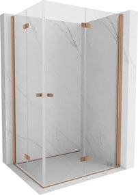 Mexen Mist-F Duo, skládací sprchový kout 100 x 110 cm, čiré sklo, měděný matný profil, 8A6-100L-110P-65-00