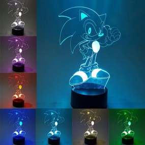 3D LED Lampička Ježek Sonic