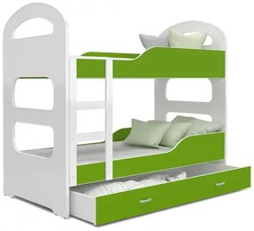 Dětská patrová postel DOMINIK 190x80 BÍLÁ-ZELENÁ