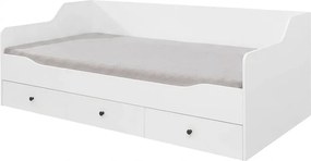 BERGEN | postel jednolůžko BE13 | 90x200 cm | de zásuvkami | bílá mat/bílá lesk