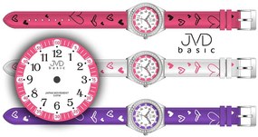 Dětské dívčí hodinky JVD basic J7117.3 se zirkony a srdíčky