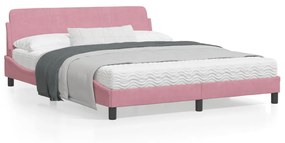 vidaXL Rám postele s čelem růžový 160x200 cm samet