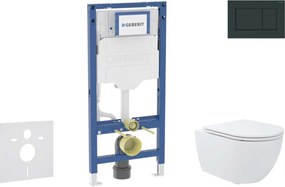 SANITINO - Set předstěnové instalace, klozetu Oudee a Slim sedátka softclose, tlačítko Sigma20, černá lesk/černá mat SANI11CA5190