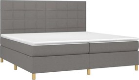 Box spring postel s matrací a LED tmavě šedá 200x200 cm textil 3135462