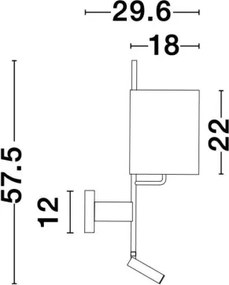 Nástěnné svítidlo NOVA LUCE YAMA E27 + LED na čtení 3000K 9180512 bez žárovky