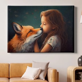 Obraz na plátně - Dívka a její nejlepší kamarádka liška FeelHappy.cz Velikost obrazu: 180 x 120 cm