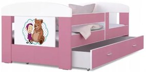 Dětská postel 180 x 80 cm FILIP RŮŽOVÁ vzor MEDVÍDEK 2 Rozměry postele: 180x80 cm