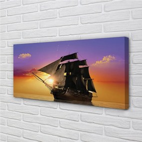 Obrazy na plátně Barevné nebe ship sea 125x50 cm