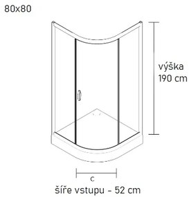Aplomo Stylio One čtvrtkruhový sprchový kout, black Rozměr koutu: 80x80cm
