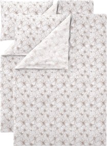 Livarno® Sada ložního povlečení z jemného flanelu, 140 x 200 cm, 70 x 90 cm, 2dílná, květiny/bílá/šedá
