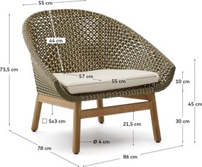 Dřevěné zahradní křeslo v zelené a přírodní barvě Olbia – Kave Home