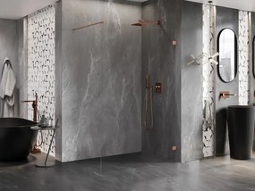 Mexen Lunar sprchová stěna pravá 110 x 200 cm, 8mm čiré sklo, měděná matná, 830-110-000-65-00-P