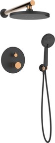 Invena Moonlight, sprchová souprava pod omítku, 2-funkční, černá-růžové zlato, INV-BS-77-014-V