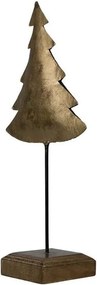 Dekorace zlatý antik kovový stromek na dřevěném podstavci - 10*8*28cm