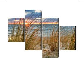 Vícedílný obraz Východ Slunce Na Pláži Rujána Nedostatek Nedostatek Přírodní plátno 160x100