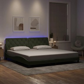 Rám postele s LED bez matrace světle šedý 200 x 200 cm samet 3213873