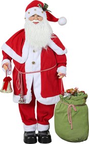 HOMCOM Postava Santa Clause, pohyblivá, se senzorickým zvukem, smích & hudba, 140 cm, červená