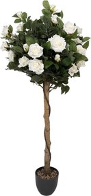 Dekorační stromek růže na kmínku s bílými květy - 32*32*120 cm