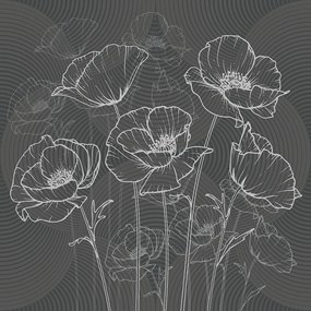 Dekorační foto polštářek Šedé květiny, 45x45cm, CN3623