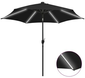 Slunečník Saxa s LED světly a hliníkovou tyčí - černý | 300 cm