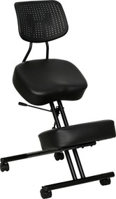 HOMCOM ergonomická klekačka s opěradlem a kolečky, černá