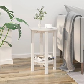 Konferenční stolek bílý Ø 40 x 60 cm masivní borové dřevo - Default Title