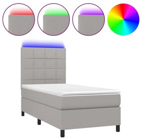 vidaXL Box spring postel s matrací a LED světle šedá 80x200 cm textil