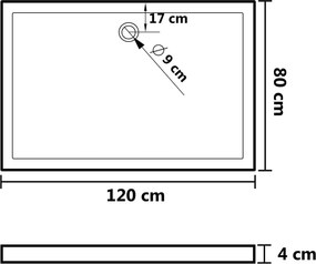 vidaXL Sprchová vanička s puntíky bílá 80 x 120 x 4 cm ABS [148901]