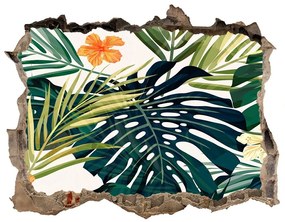 Wallmuralia 3D díra nálepka Tropické listí 95x64 cm