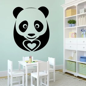 Medvídek Panda se srdcem - vinylová samolepka na zeď 100x80cm