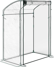 Outsunny Skleník s dveřmi Zahnutá střecha Zimní skleník z ocelové fólie, skleník 128 x 70 x 170 cm Transparentní