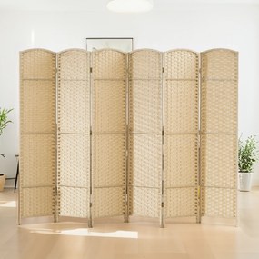 HOMCOM paravan pro vnitřní prostory ze dřeva, 6 panelů, 240 x 170 cm, skládací dělící stěna pro obývací pokoj, ložnici, přírodní