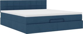 Osmanský rám postele s matrací modrá 160x200cm textil 3311476