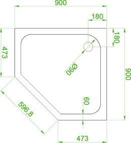 BPS-koupelny Pětiúhelníkový sprchový kout HYD-PK06B 90x90 černá/transparent + vanička HYD-PSV-ST07B černá