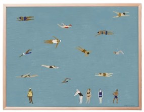 Fine Little Day Plakát Swimmers 70 x 50 cm, modrá barva, papír