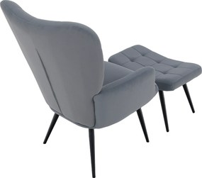 Křeslo s podnoží, šedá Velvet látka/černá, HABEN