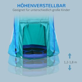 Houpací ptáčí hnízdo Outsunny s odnímatelným stanem Ø 100 cm, maximální nosnost 150 kg pro děti 3-8 let - nastavitelné výšky lana 120-180 cm - modrá