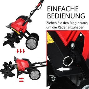 Costway Elektrický kypřič a kultivátor elektrický kypřič zahradní kypřič červená