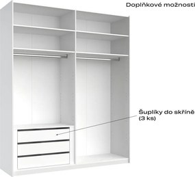 Skříň s posuvnými dveřmi 2,0x2,4m (Dveře Lesklé Bílé/Zrcadlo), série N Family